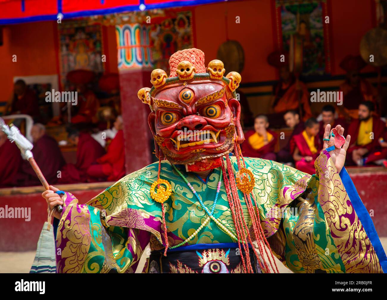 Cham dance with masked lamas in Lamayuru Monastery, Ladakh, Khalatse ...