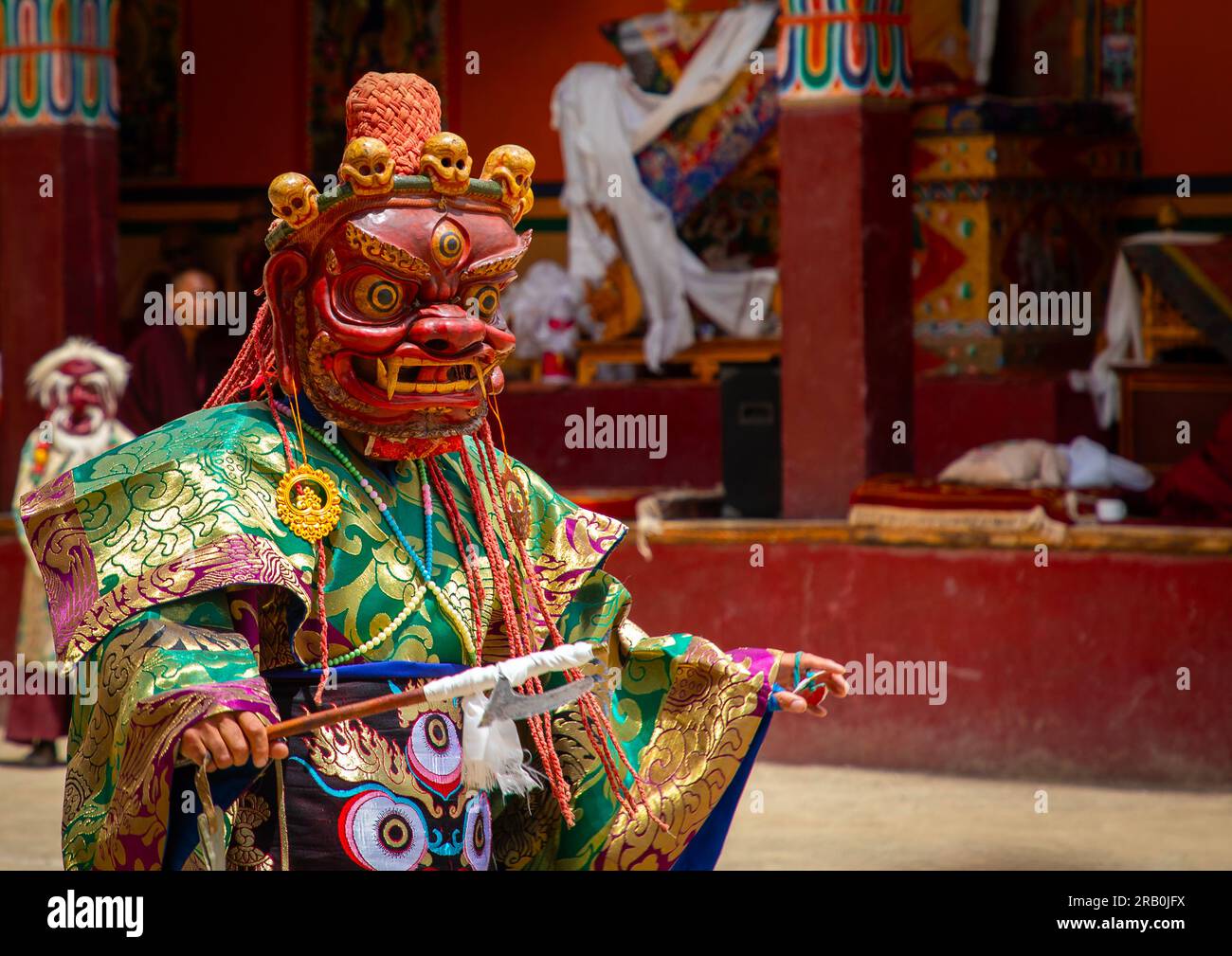 Cham dance with masked lamas in Lamayuru Monastery, Ladakh, Khalatse ...