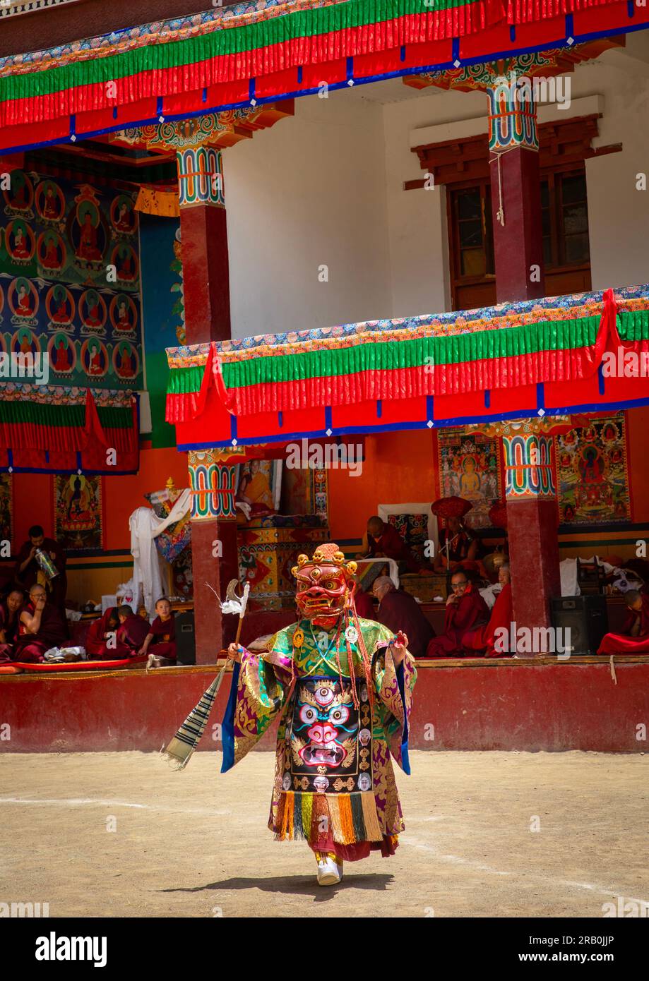 Cham dance with masked lamas in Lamayuru Monastery, Ladakh, Khalatse ...
