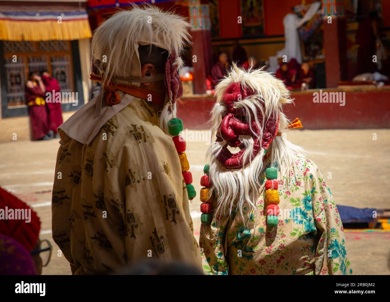 Cham dance with masked lamas in Lamayuru Monastery, Ladakh, Khalatse ...