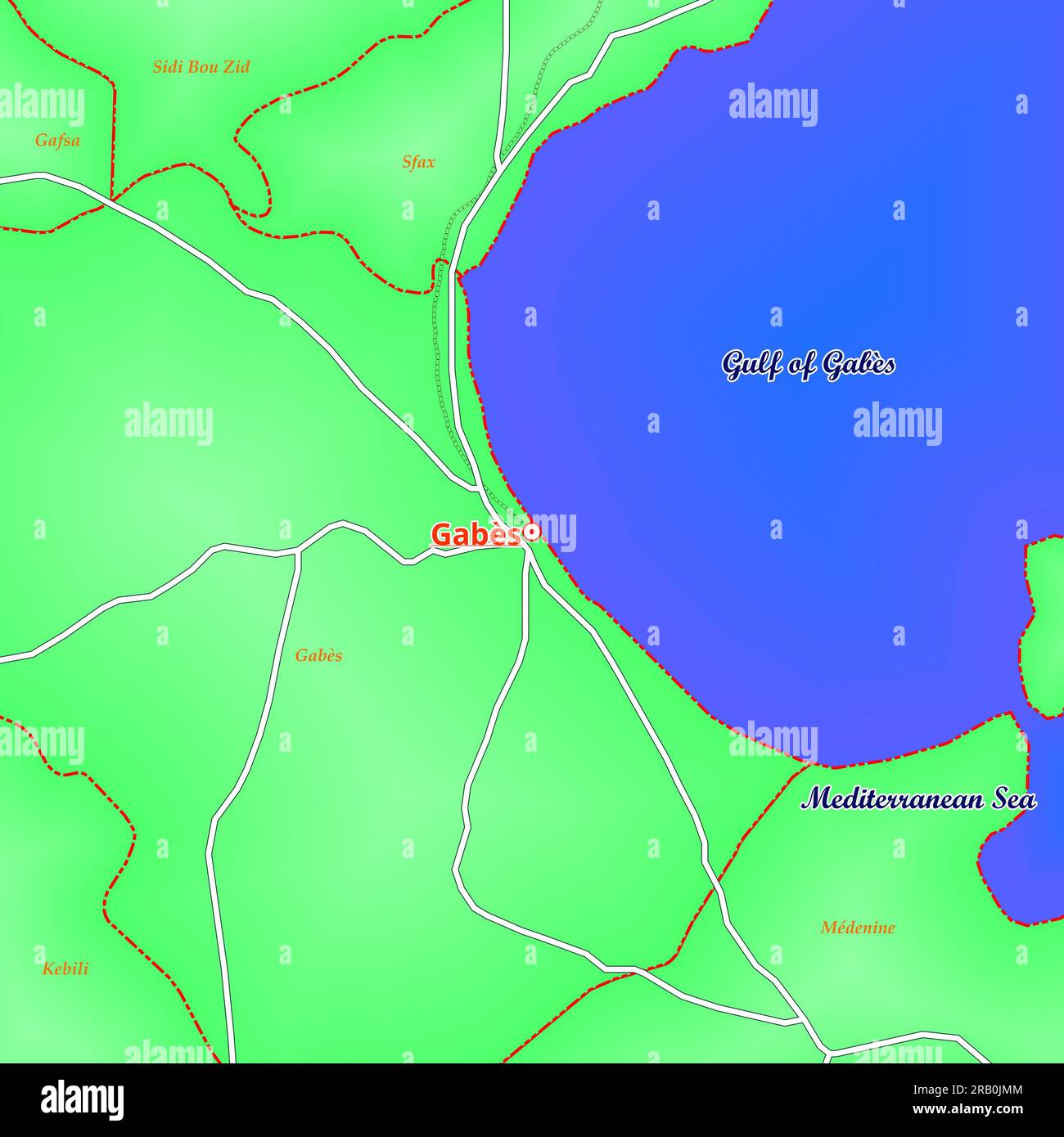 Map of Gabès City in Tunisia Stock Photo - Alamy