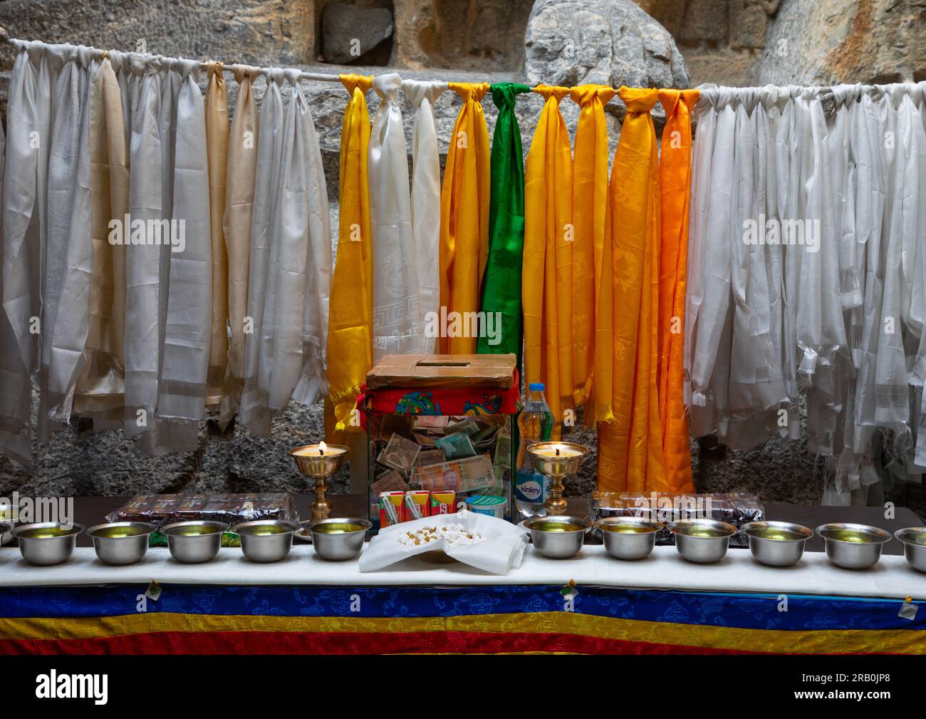 Khatas in Mulbekh Gompa on Srinagar-Leh highway, Ladakh, Kargil, India ...