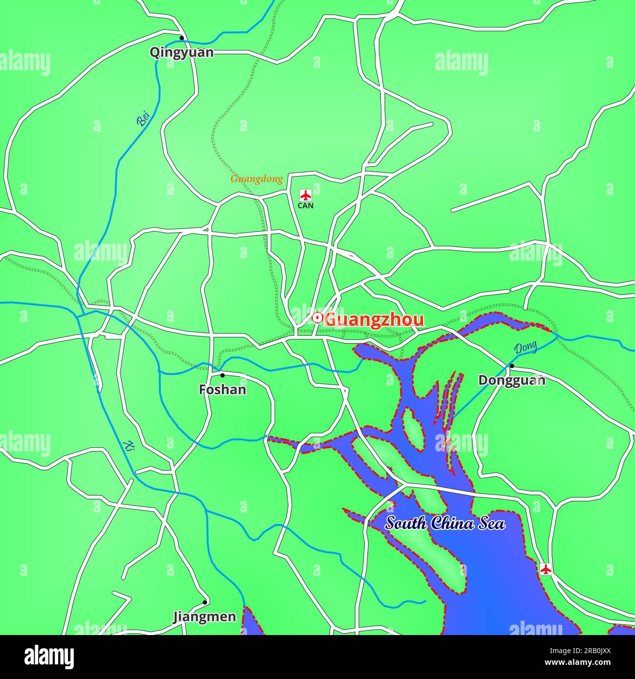 Map of Guangzhou City in China Stock Photo - Alamy