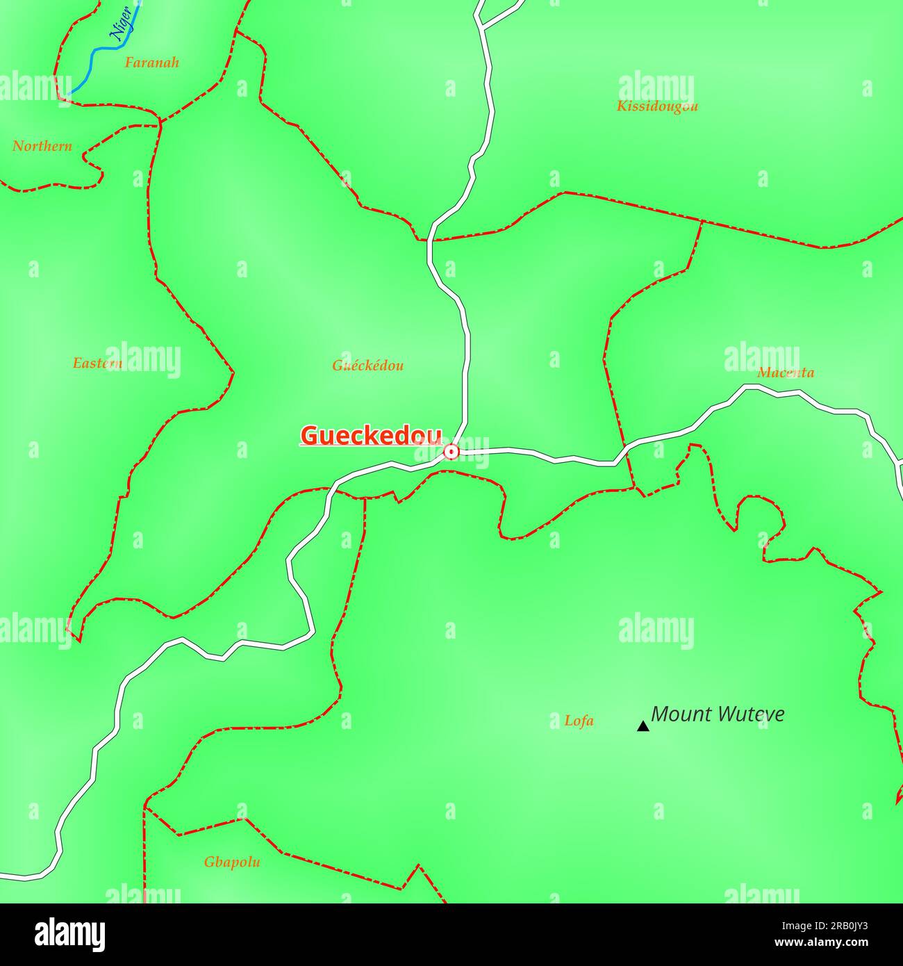 Map of Gueckedou City in Guinea Stock Photo - Alamy