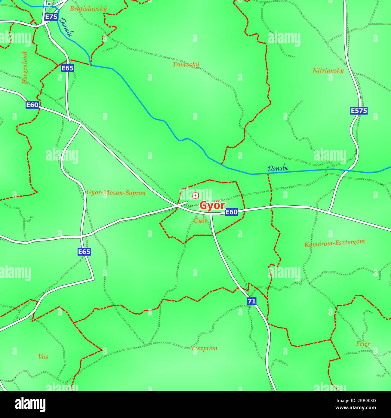 Map of Győr City in Hungary Stock Photo - Alamy
