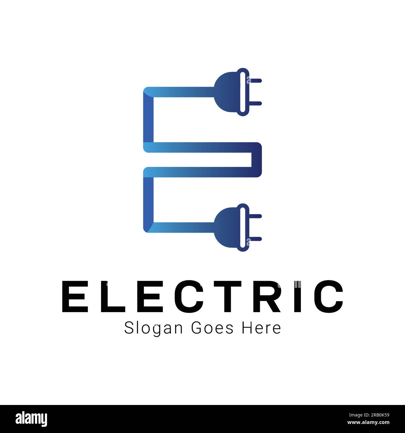 Initial Letter E with Electric Wire Logo Design Electrical E Stock ...
