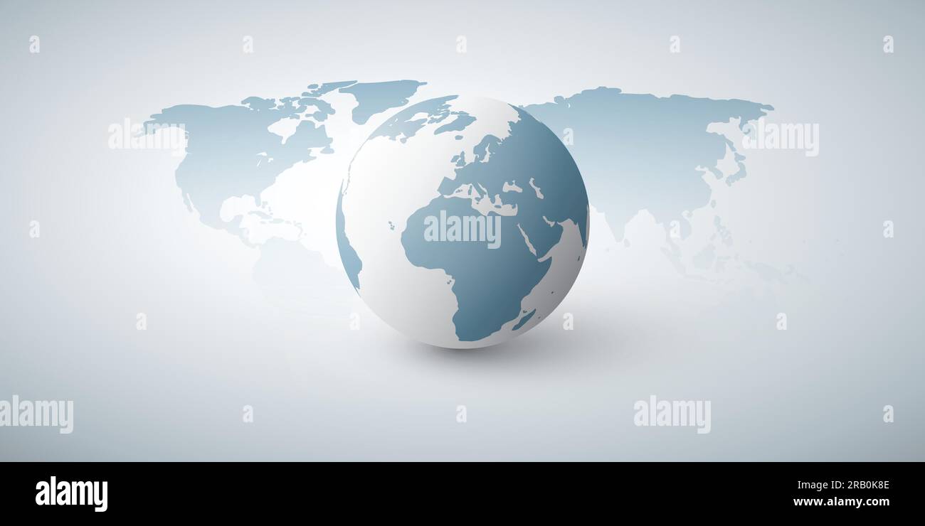 Earth Globe and World Map Design Layout- Global Business, Technology ...
