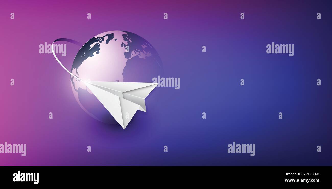 Paper Airplane Flying Around the Earth Globe - Transportation ...