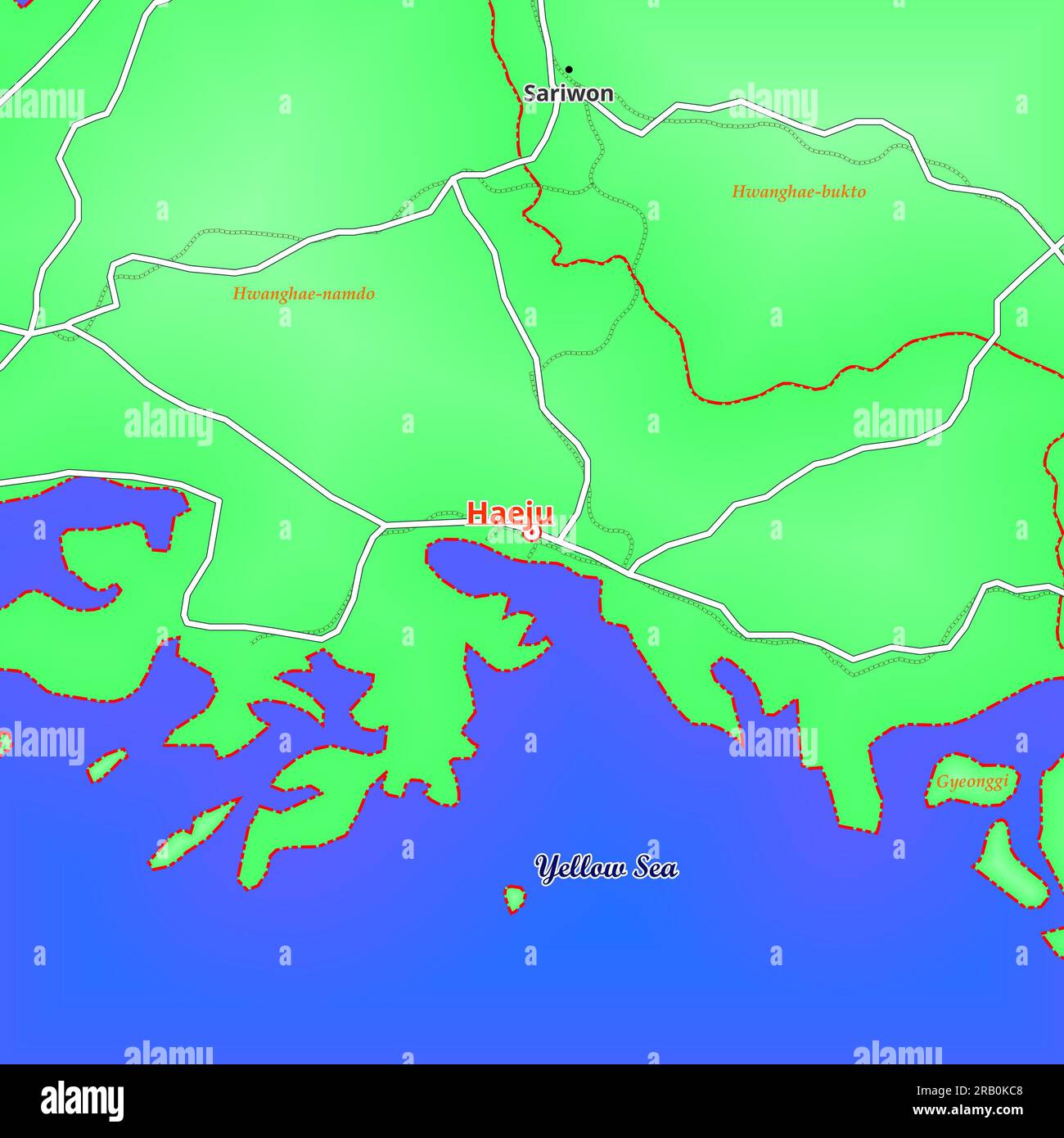 Map of Haeju City in North Korea Stock Photo - Alamy