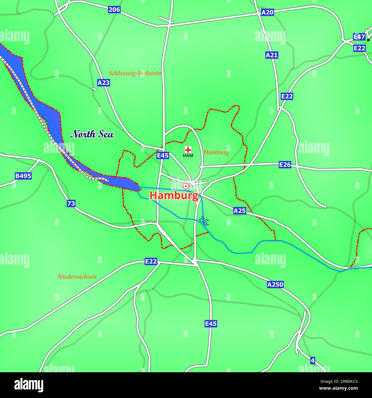 Map of Hamburg City in Germany Stock Photo - Alamy