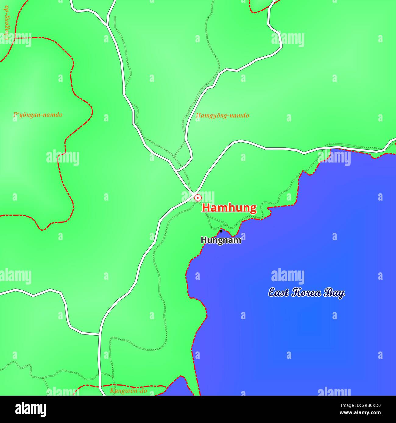 Map of Hamhung City in North Korea Stock Photo - Alamy