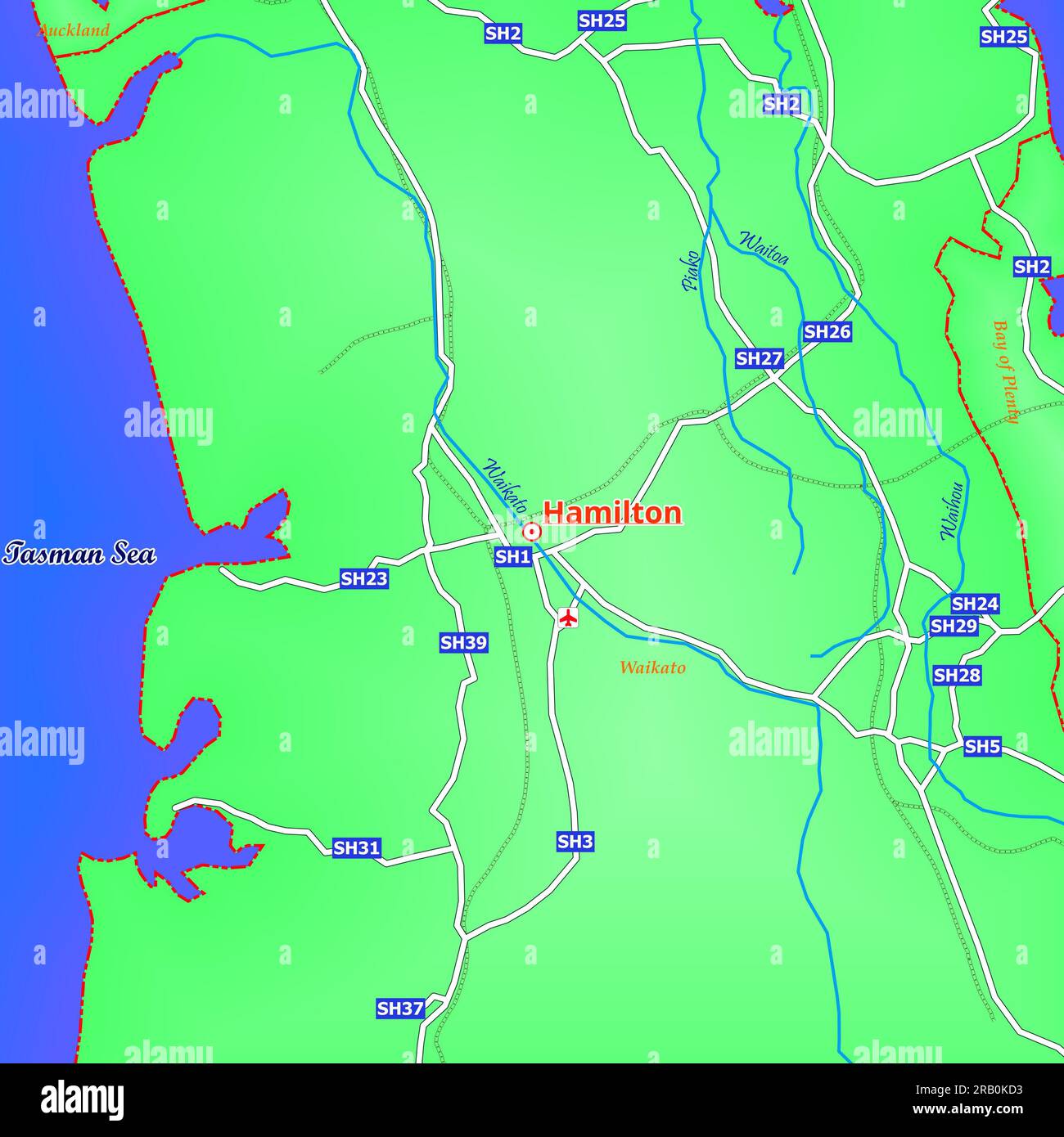 Map of Hamilton City in New Zealand Stock Photo - Alamy