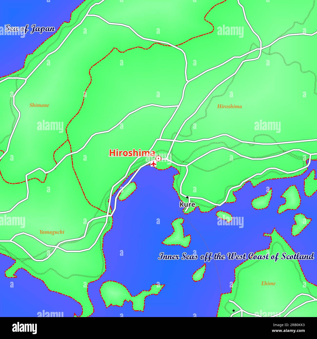 Map of Hiroshima City in Japan Stock Photo - Alamy