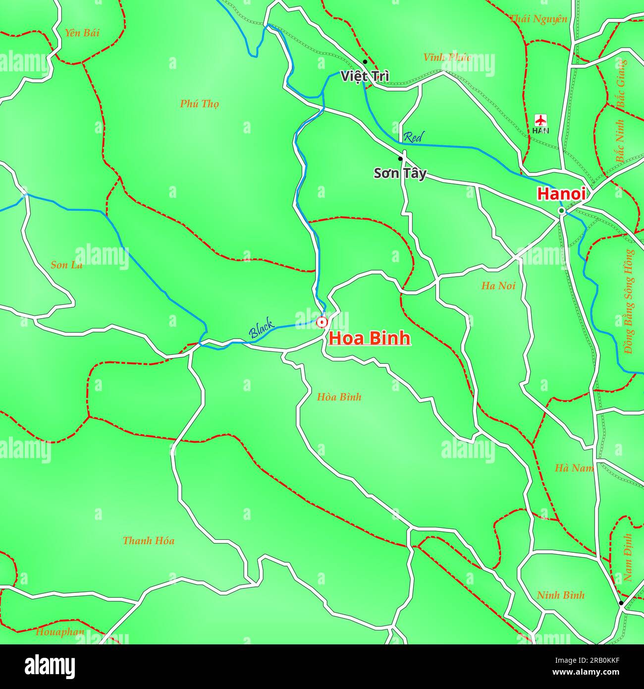 Map of Hoa Binh City in Vietnam Stock Photo - Alamy