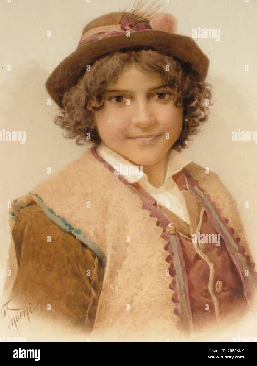 Portrait of a peasant boy by Filippo Indoni Stock Photo - Alamy