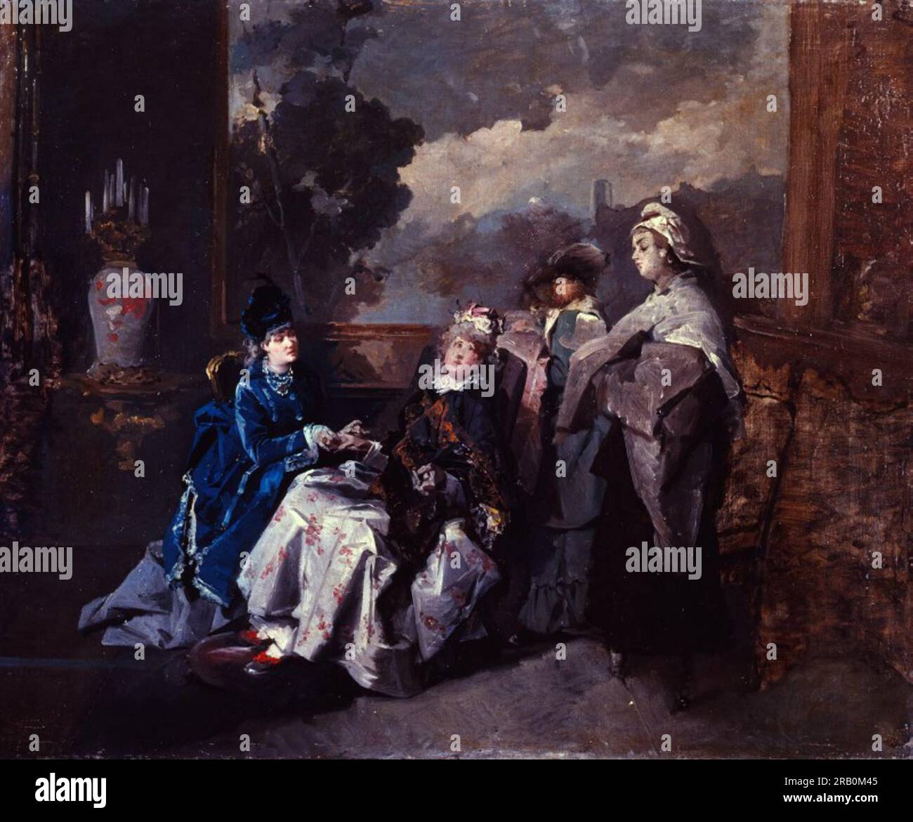 Visiting the New Mother 1875 by Domenico Induno Stock Photo - Alamy
