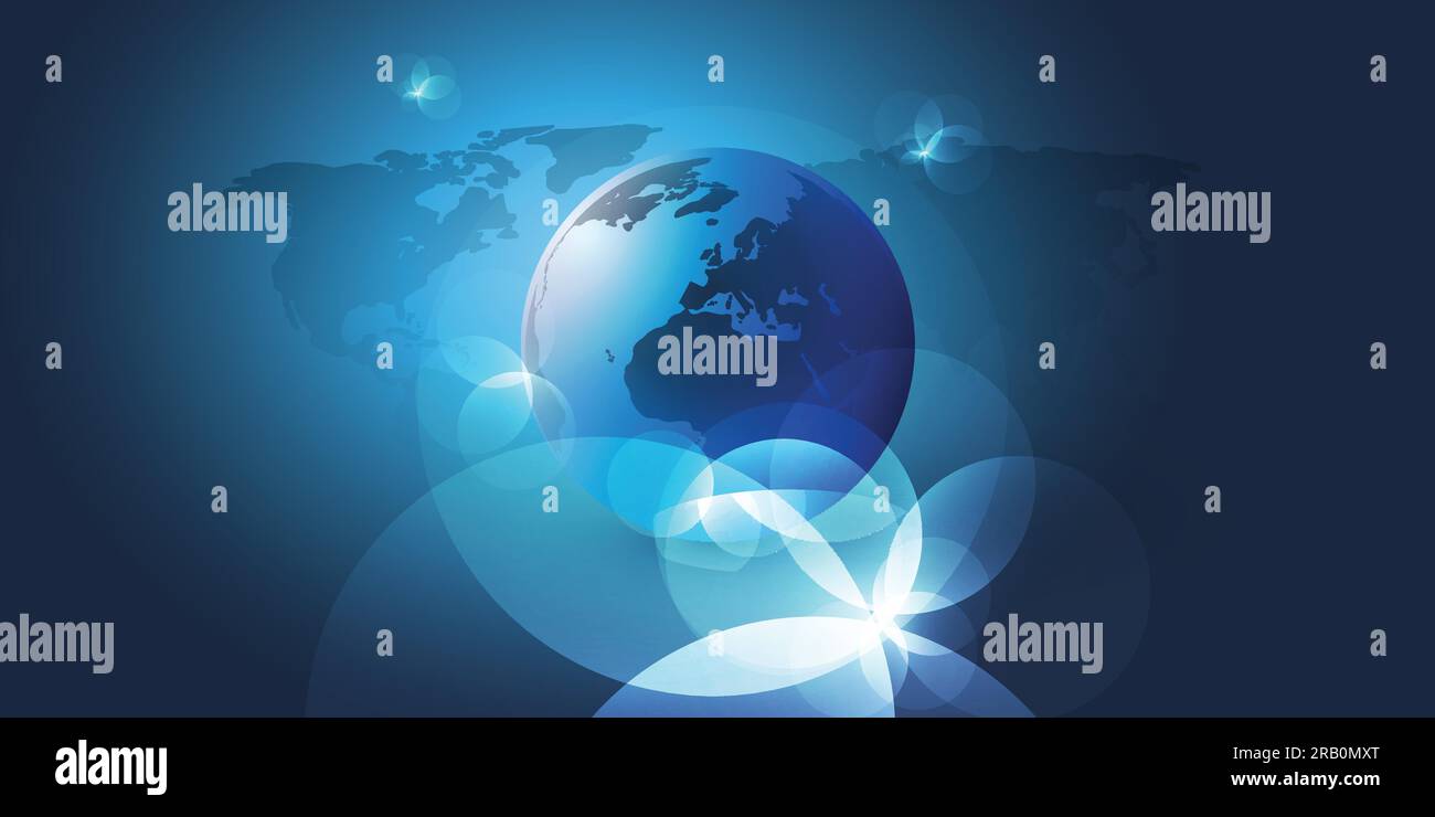 Earth Globe and World Map Design with Light Flares - Global Business ...