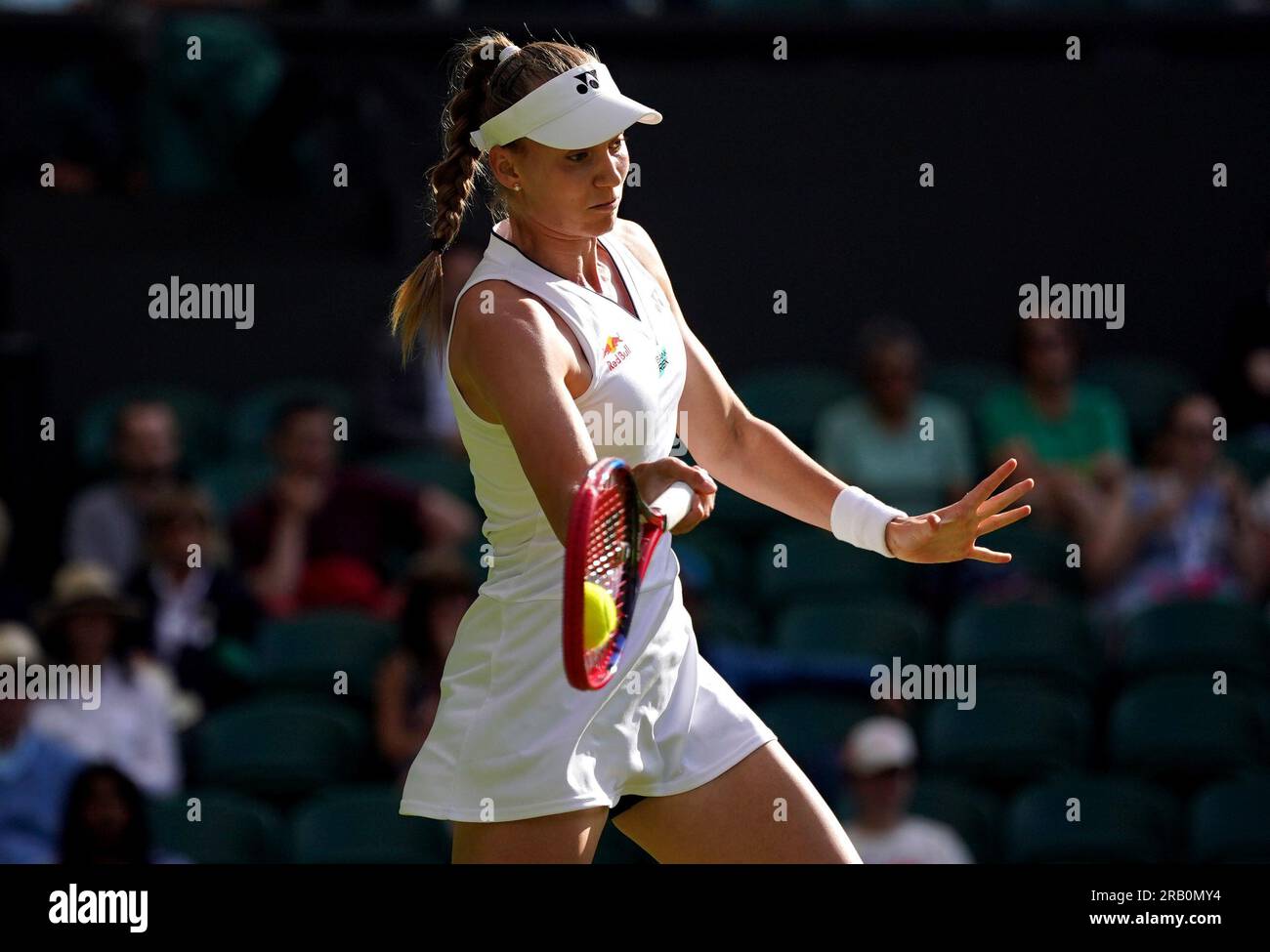 Elena Rybakina in action against Alize Cornet (not pictured) on day ...