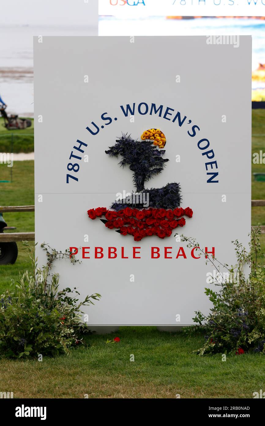 PEBBLE BEACH, CA - JULY 05: Signage as seen during a practice round for ...