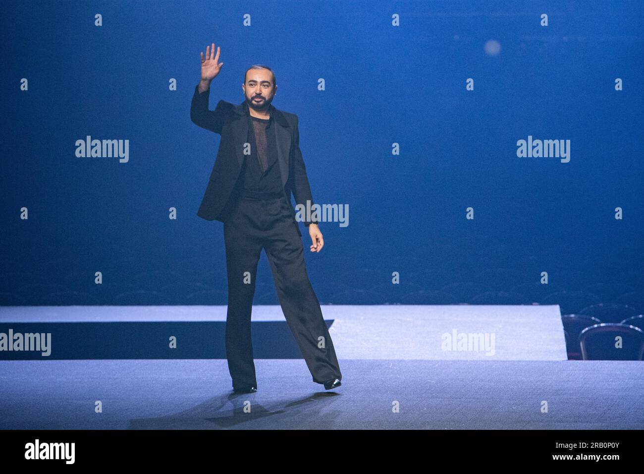 Paris, France. 06th July, 2023. Designer Mohammed Ashi makes an ...