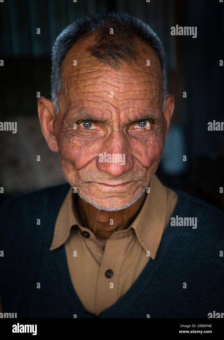 Portrait of a kahsmiri man with clear eyes, Jammu and Kashmir, Charar ...