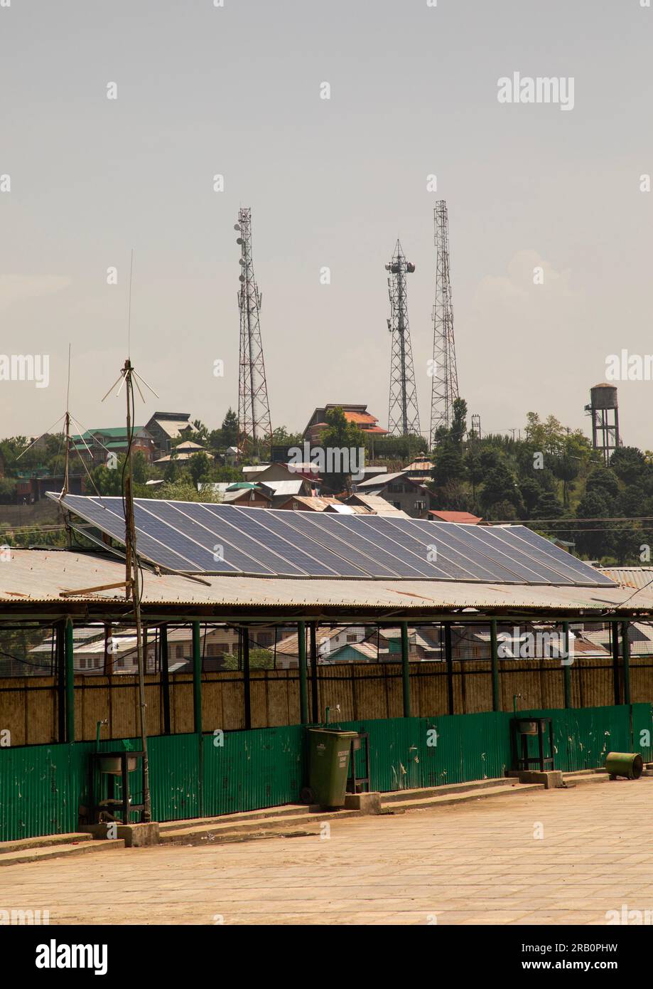 Solar panels and telecom antennas, Jammu and Kashmir, Charar- E- Shrief ...