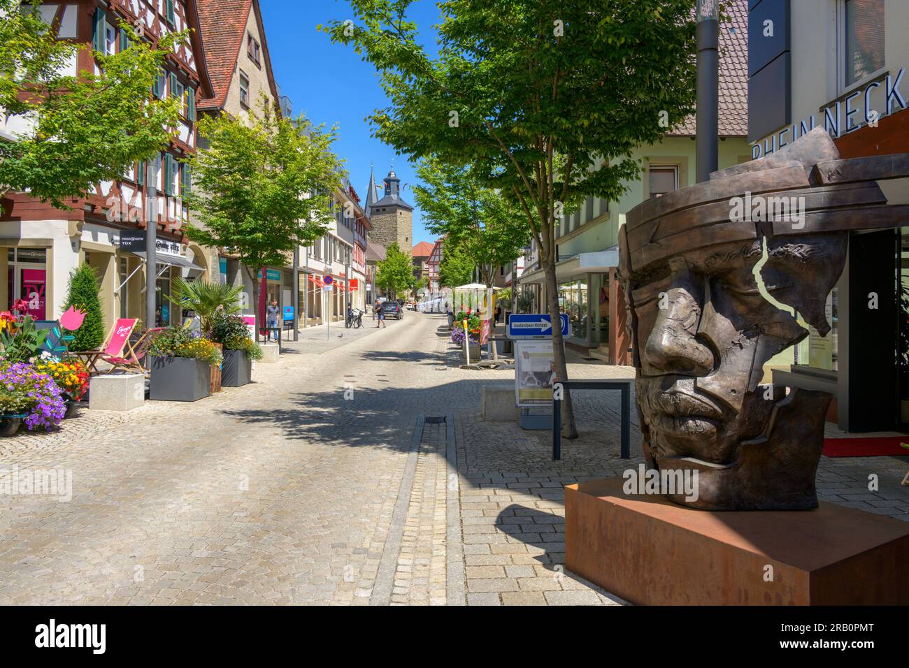 Germany, Baden-Württemberg, Eppingen, street in the old town, with a ...