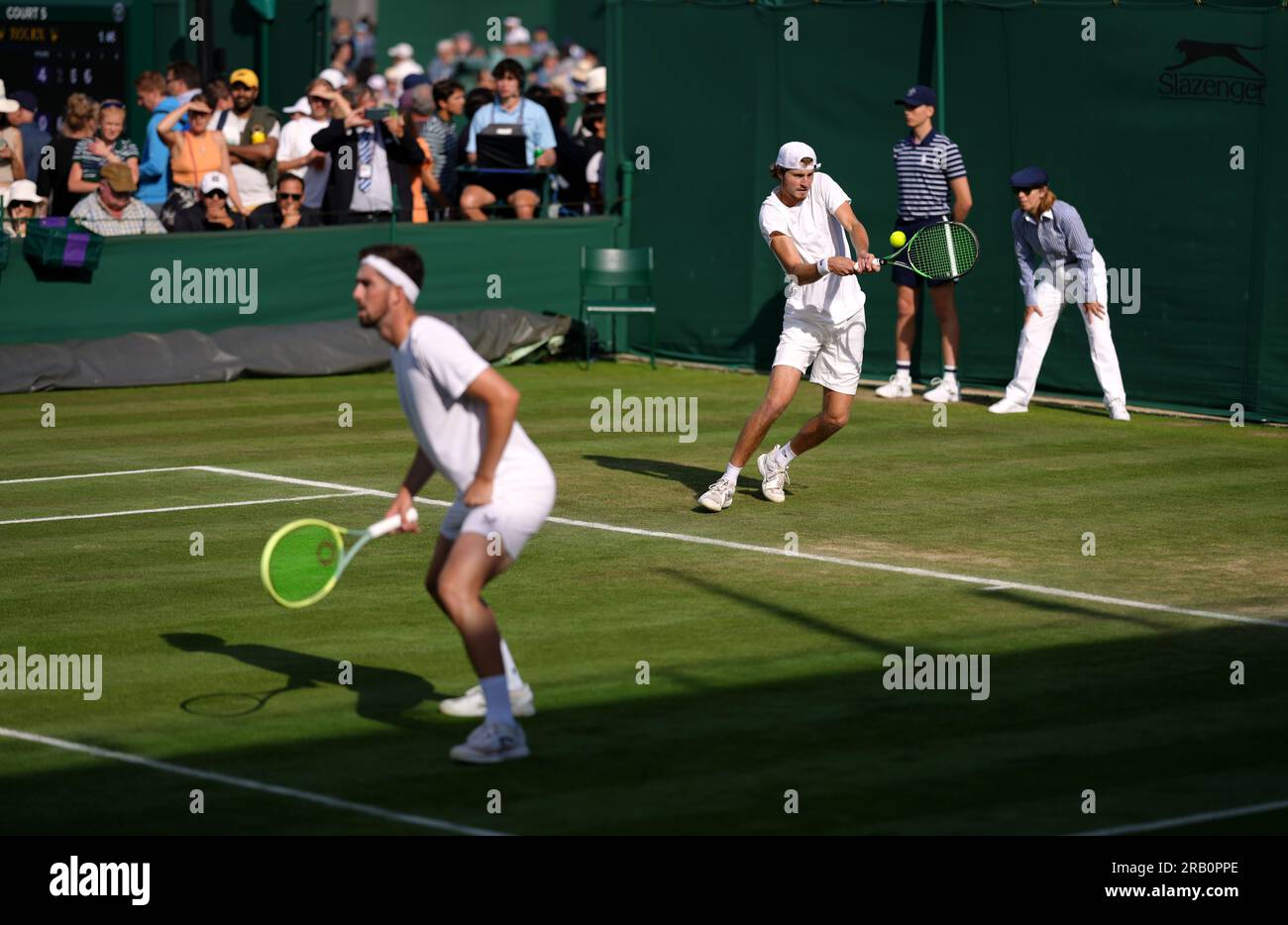 Connor Thomson and Toby Samuel during their Gentlemen’s Doubles match ...