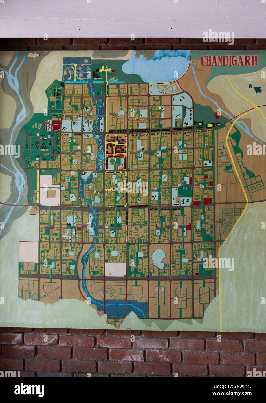 Map of the town by Le Corbusier, Punjab State, Chandigarh, India Stock ...