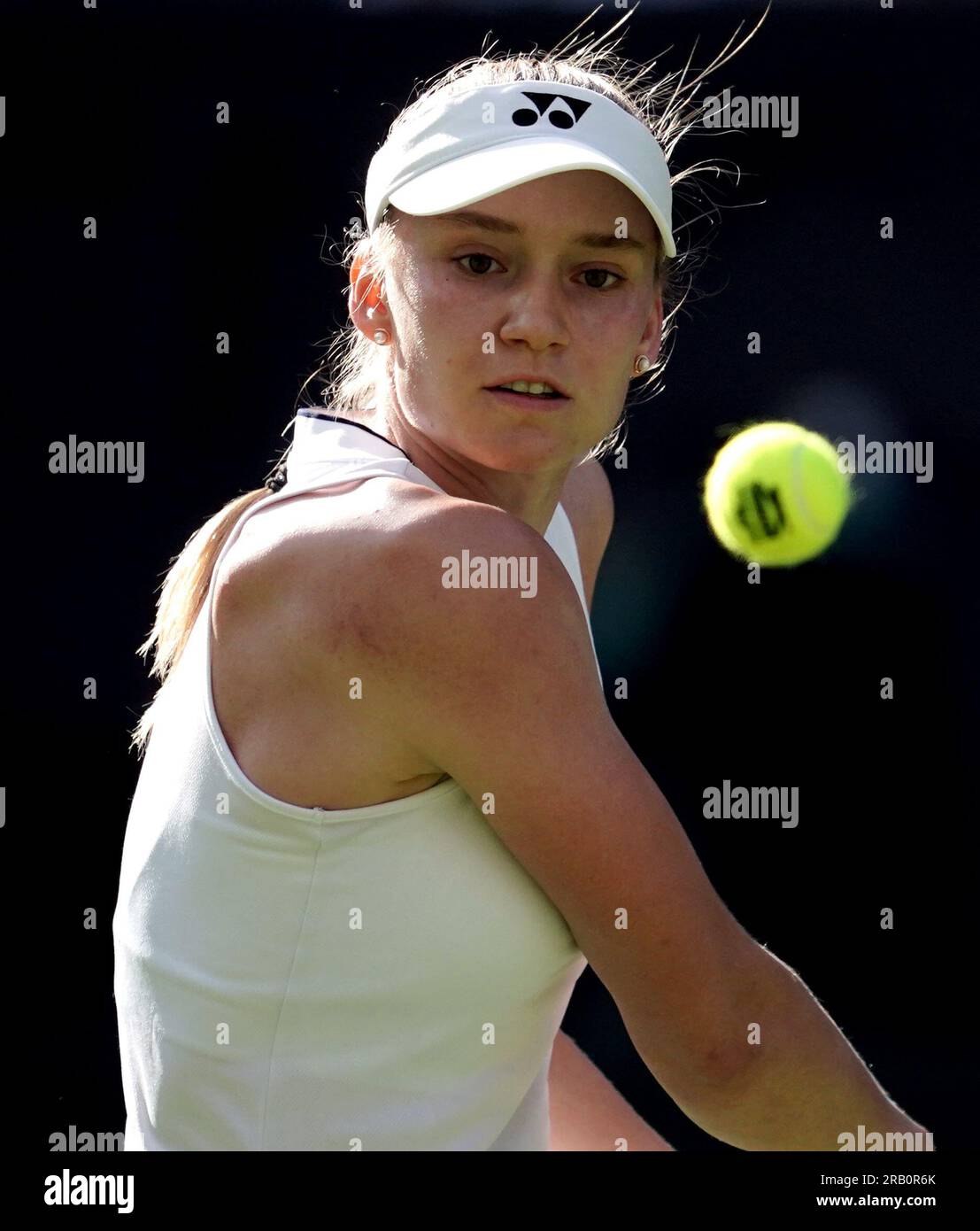 Elena Rybakina in action against Alize Cornet (not pictured) on day ...