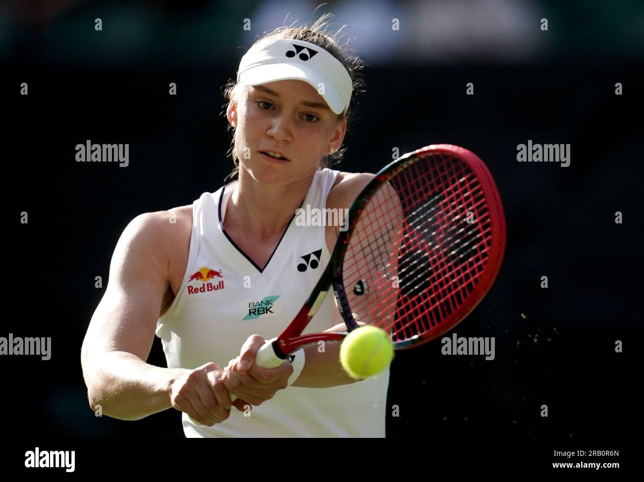 Elena Rybakina in action against Alize Cornet (not pictured) on day ...