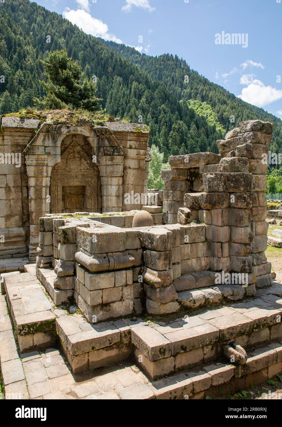 Ruins of Naranag Temple on ancient Hindu pilgrimage site, Jammu and ...