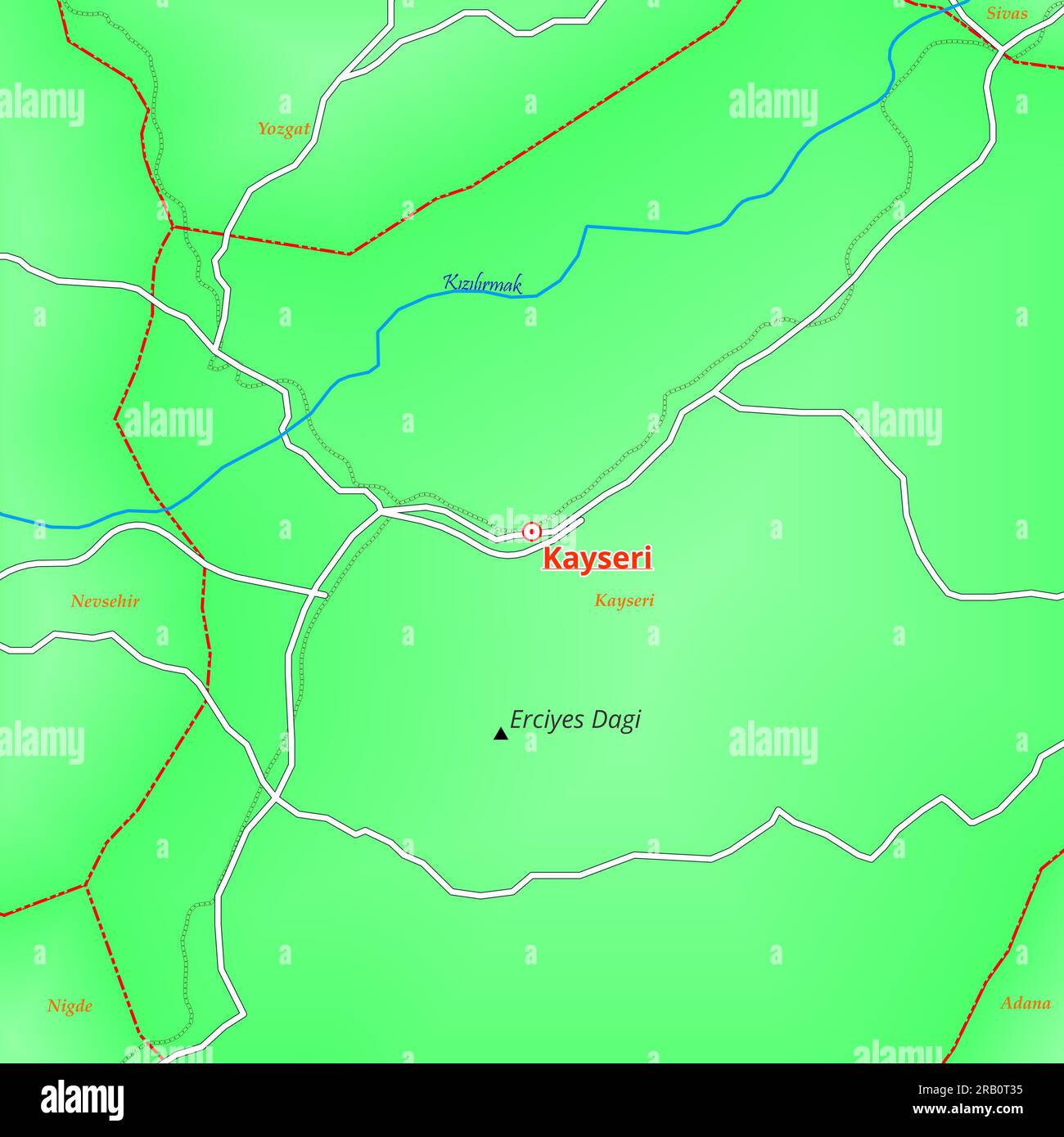Map of Kayseri City in Turkey Stock Photo - Alamy