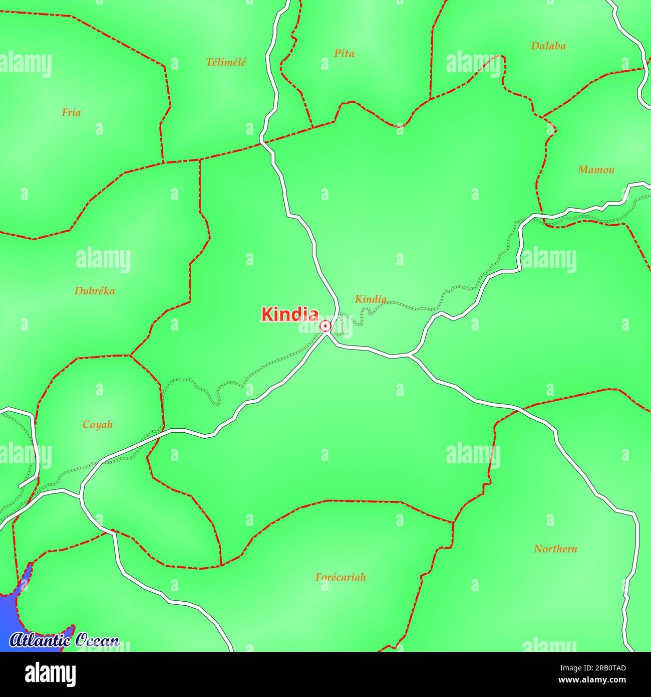 Map of Kindia City in Guinea Stock Photo - Alamy