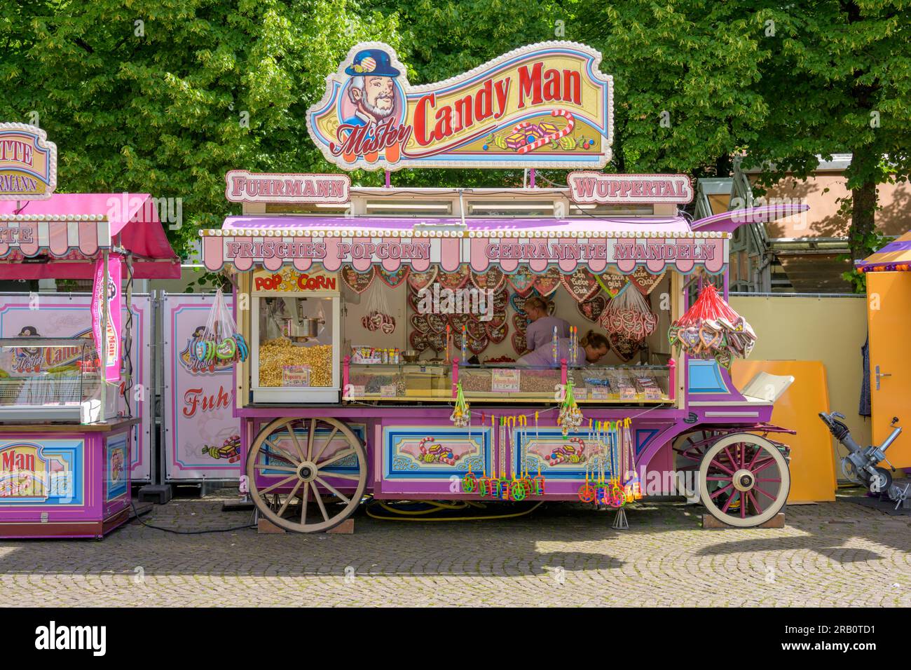 Germany, North Rhine-Westphalia, Wuppertal, fairground car with sweets ...