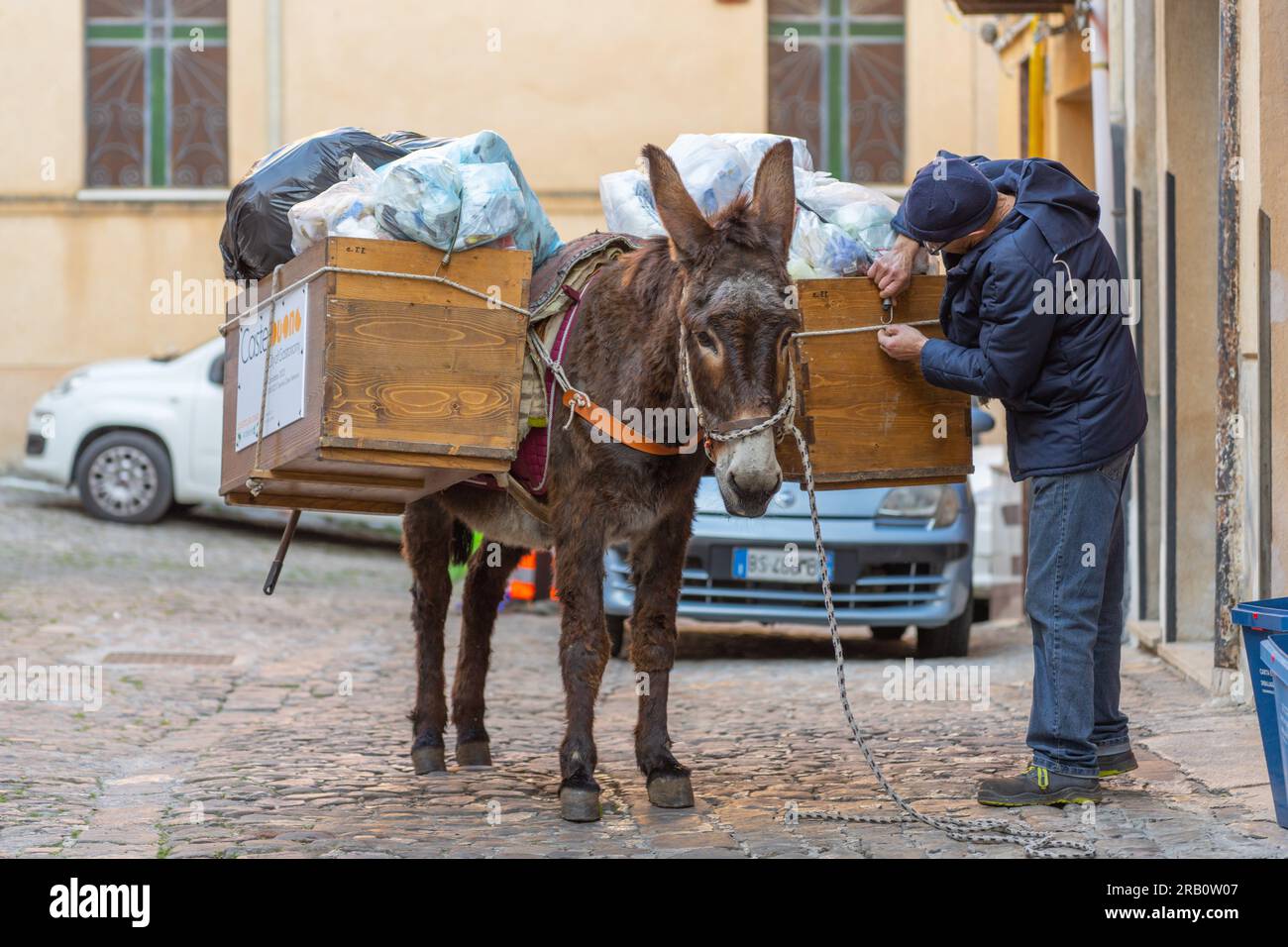 Garbage collection, Castelbuono, Palermo, Sicily, Italy Stock Photo - Alamy