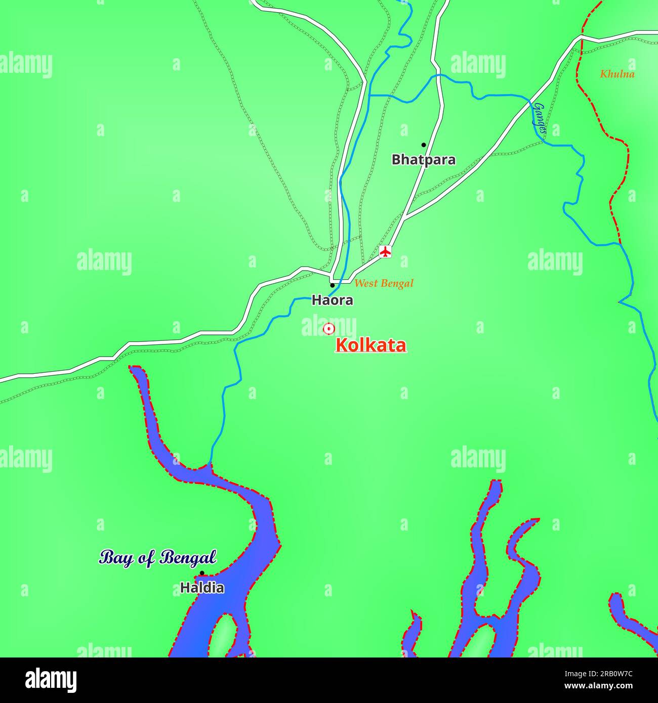 Map of Kolkata City in India Stock Photo - Alamy