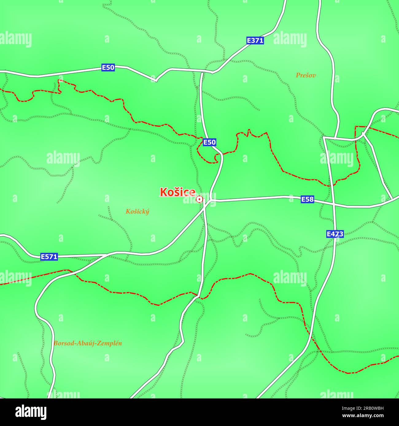 Map of Košice City in Slovakia Stock Photo - Alamy