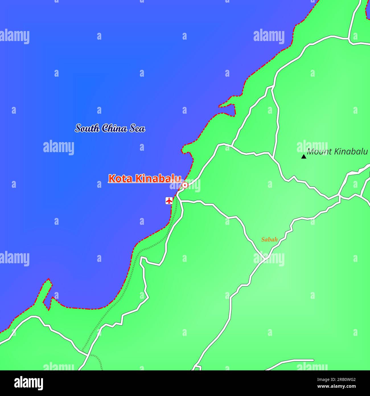 Map of Kota Kinabalu City in Malaysia Stock Photo - Alamy