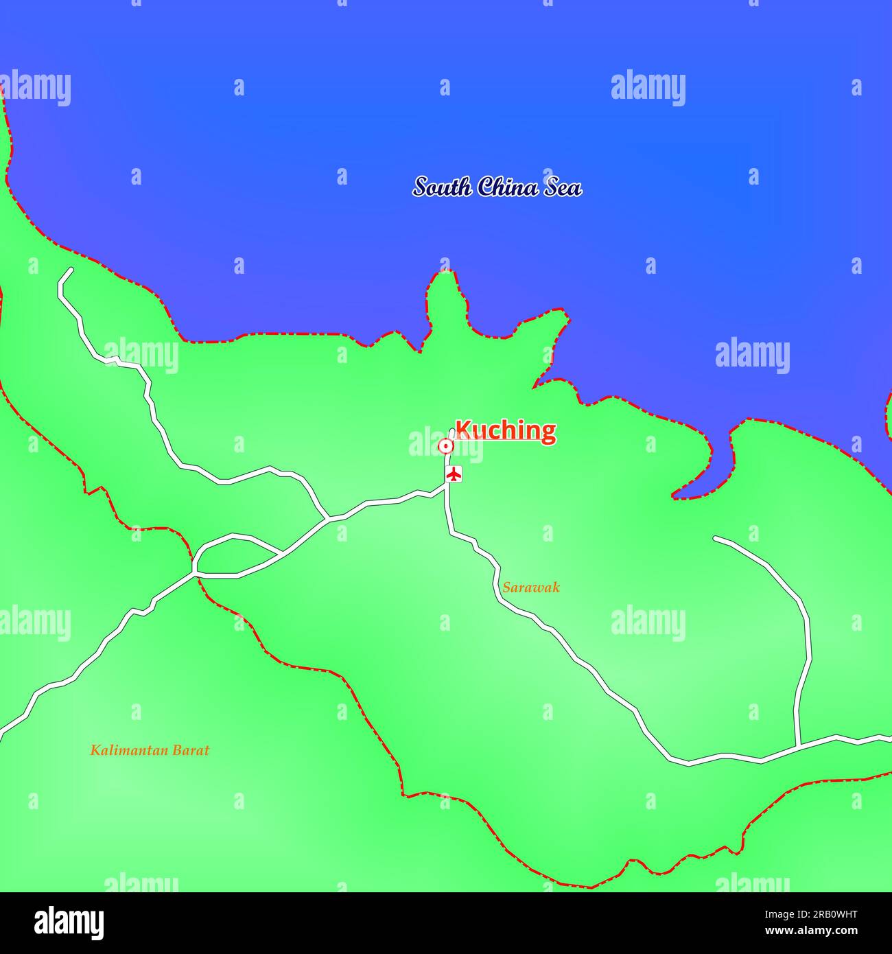 Map of Kuching City in Malaysia Stock Photo - Alamy