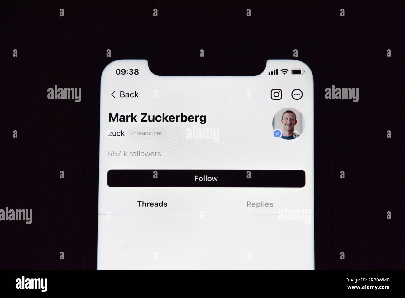 London, England, UK. 6th July, 2023. Mark Zuckerberg's profile on ...