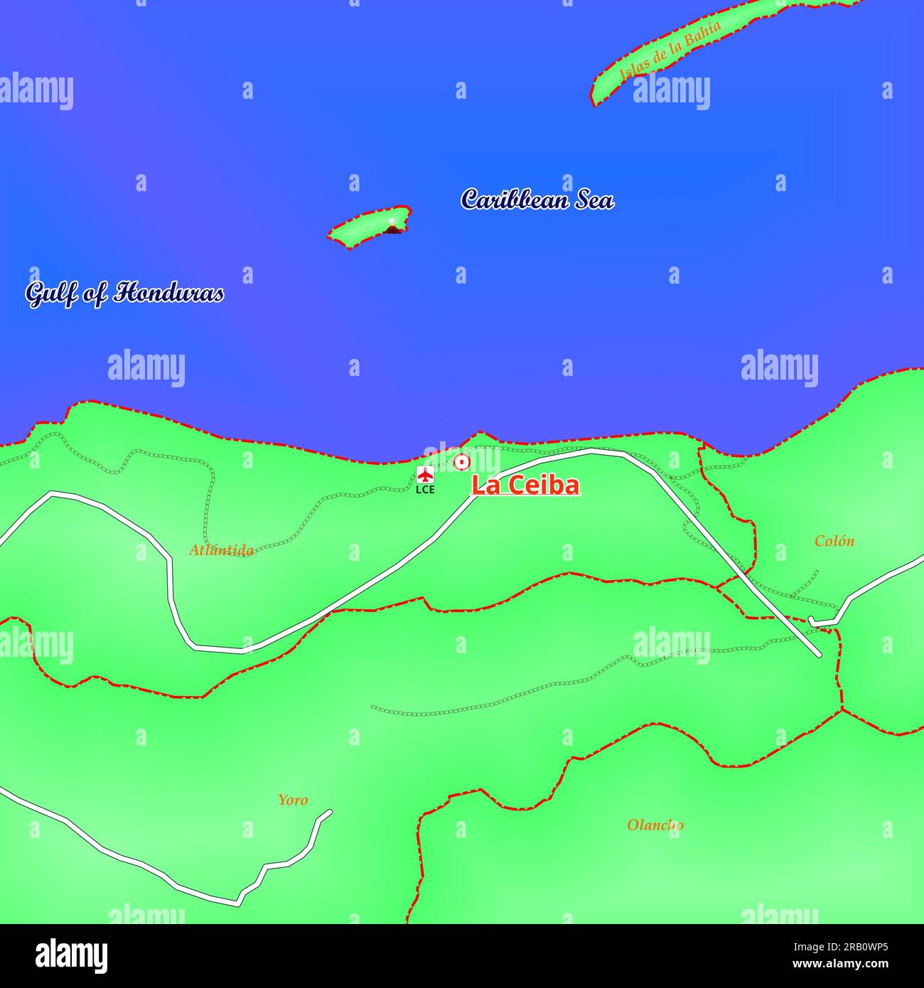 Map of La Ceiba City in Honduras Stock Photo - Alamy