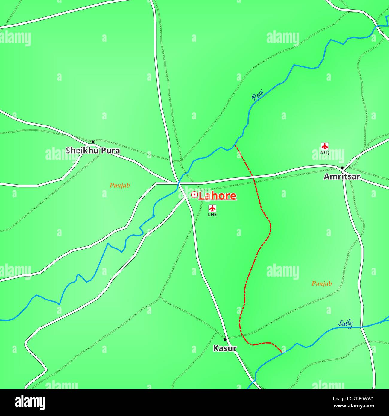 Map of Lahore City in Pakistan Stock Photo - Alamy