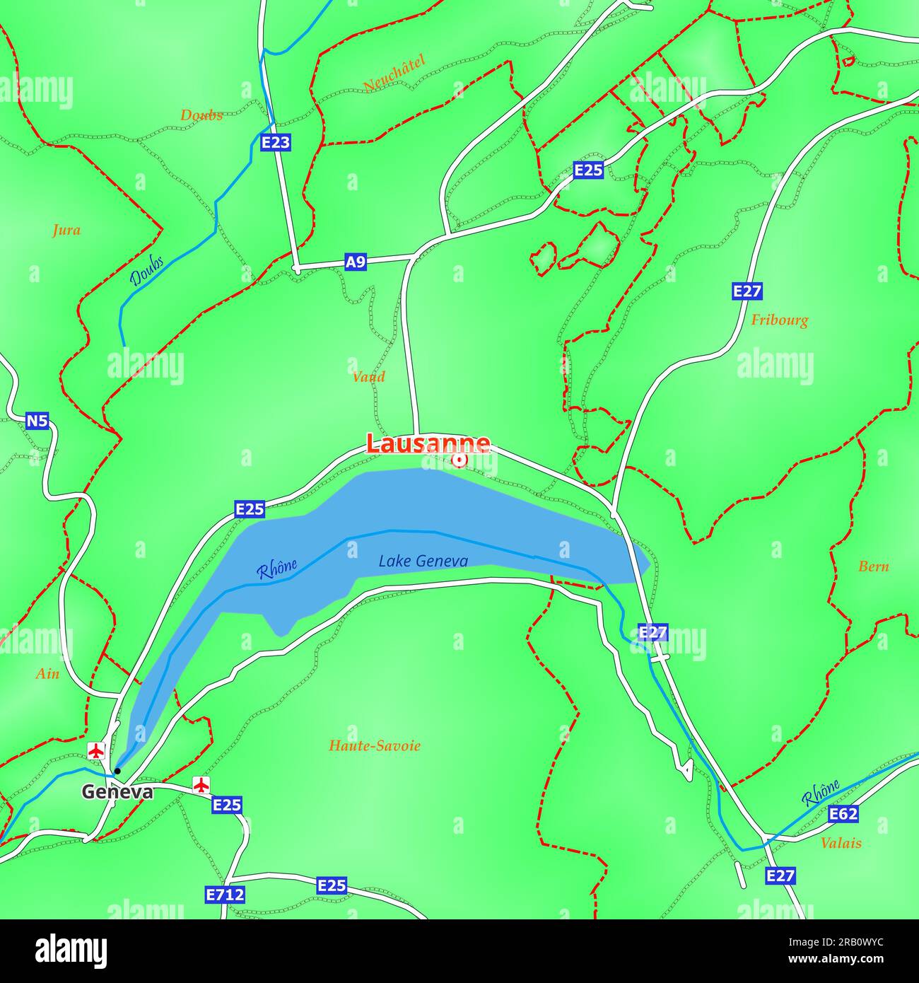 Map of Lausanne City in Switzerland Stock Photo - Alamy