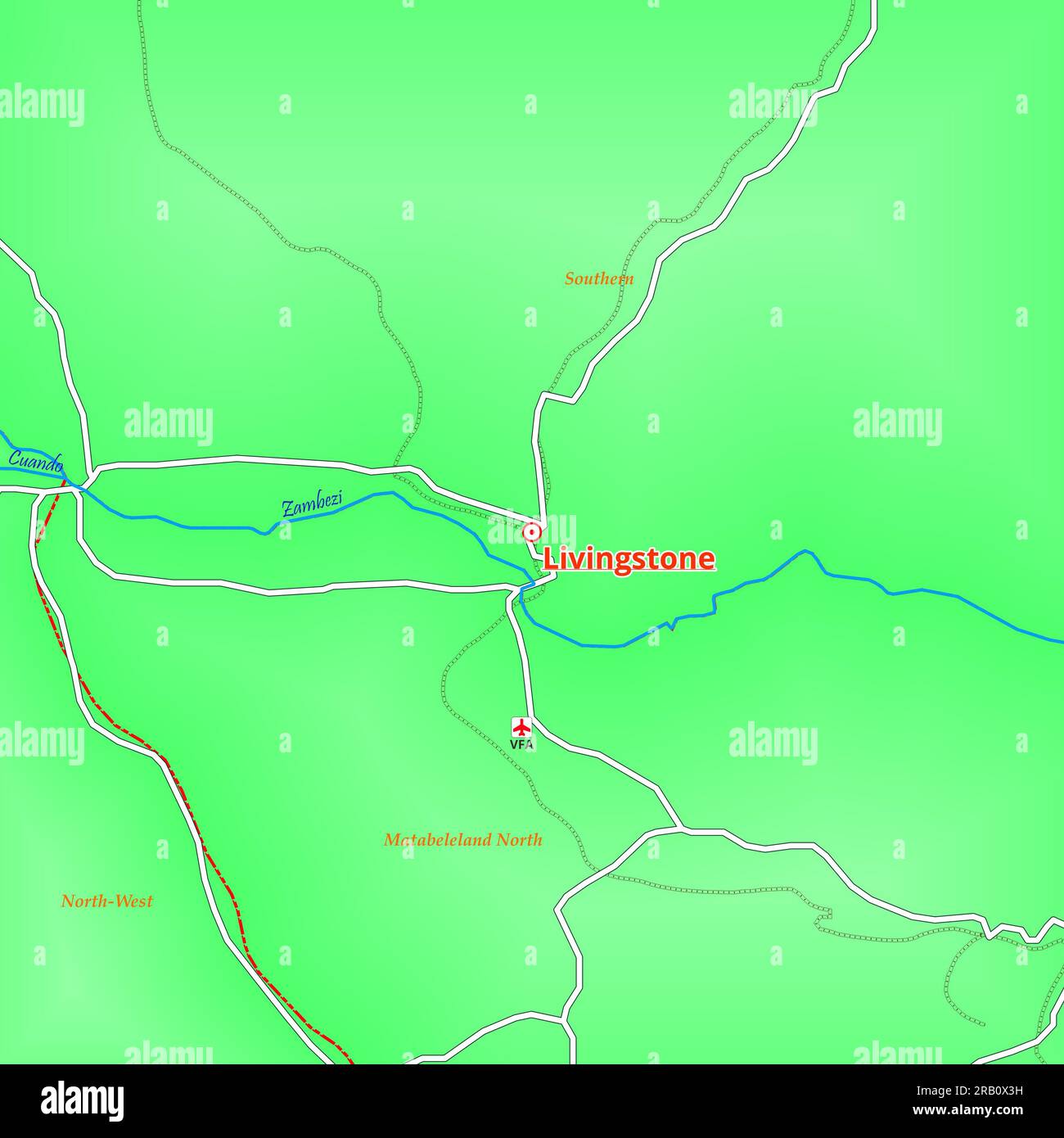 Map of Livingstone City in Zambia Stock Photo - Alamy