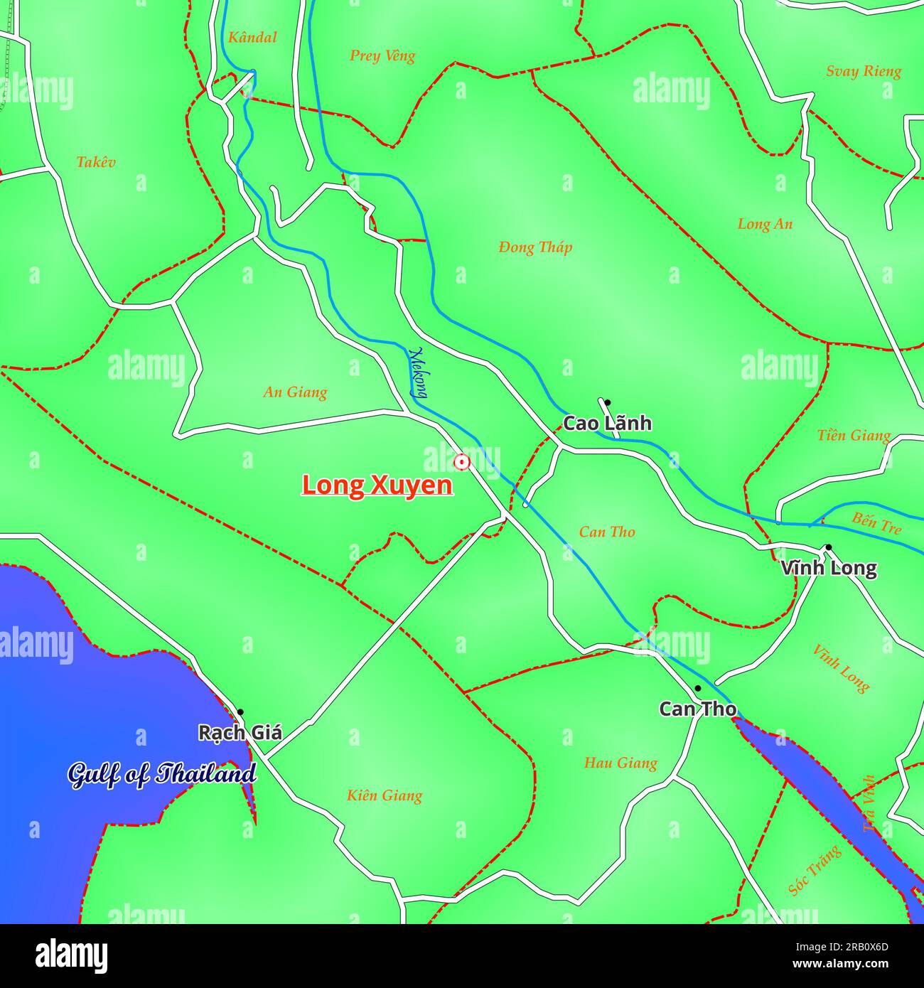 Map of Long Xuyen City in Vietnam Stock Photo - Alamy