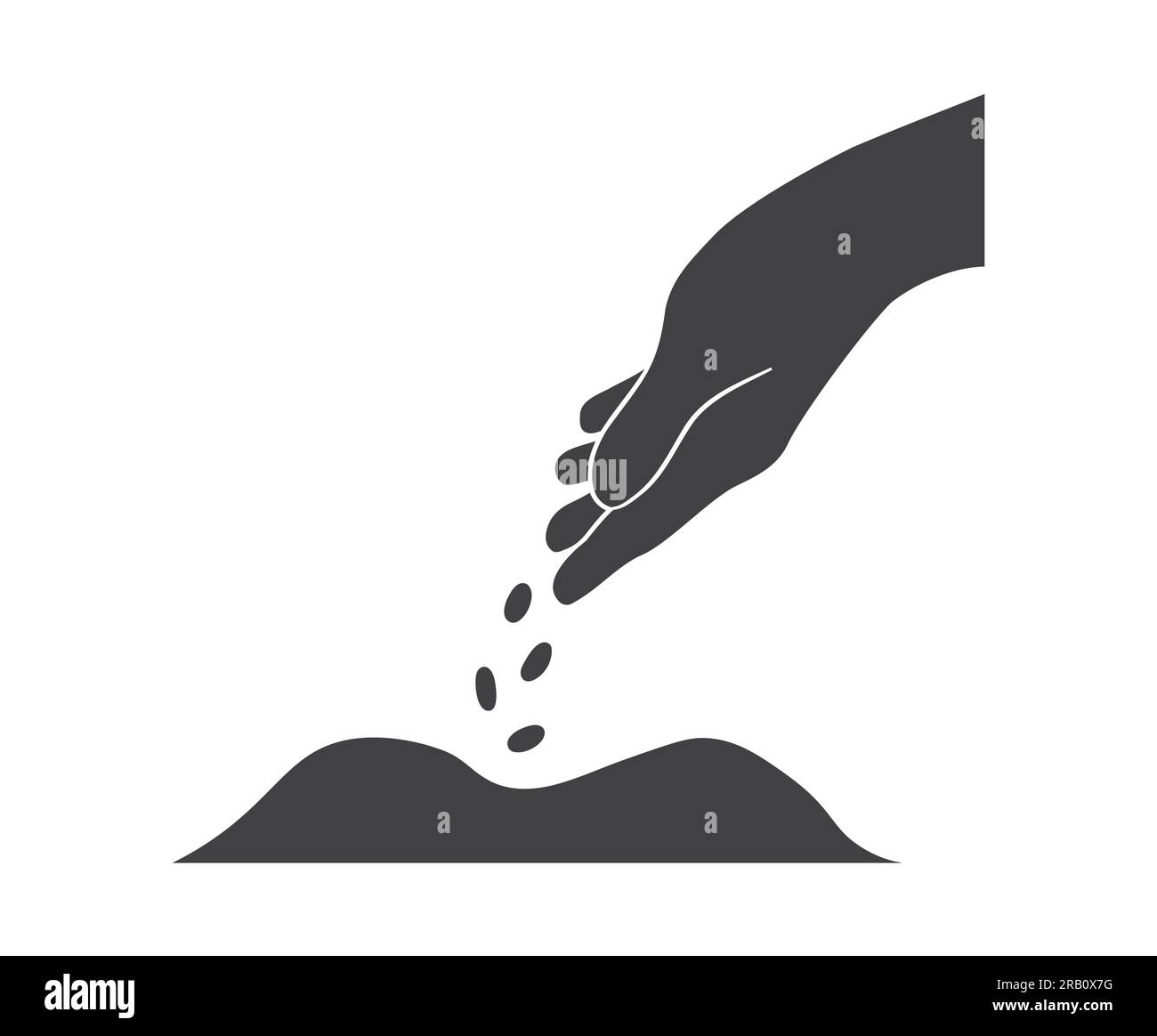 silhouette of hand sowing seeds to the ground - vector illustration ...