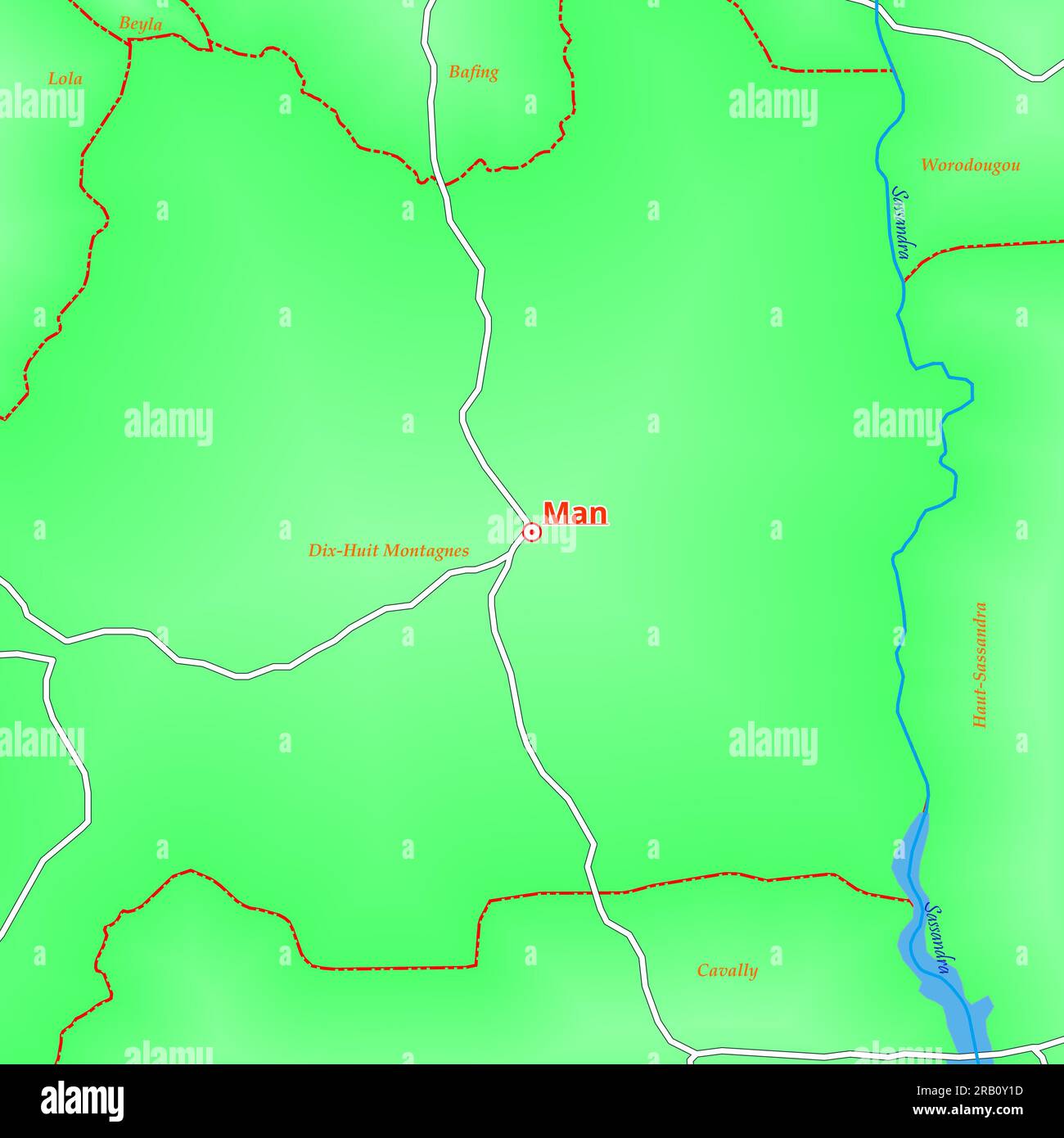 Map of Man City in Ivory Coast Stock Photo - Alamy