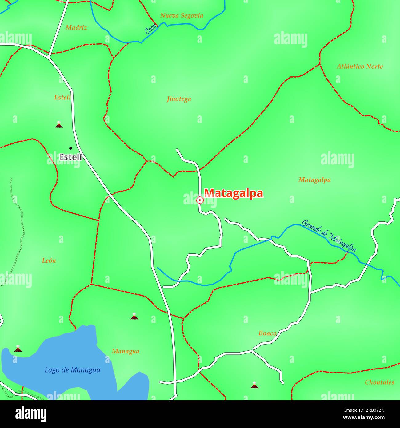 Map of Matagalpa City in Nicaragua Stock Photo - Alamy
