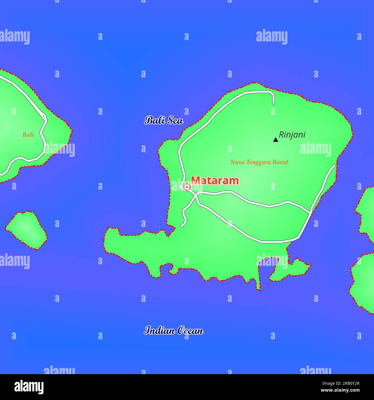 Map of Mataram City in Indonesia Stock Photo - Alamy